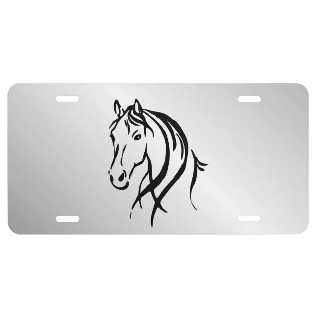 Horse Head on Silver License Plate | Zazzle