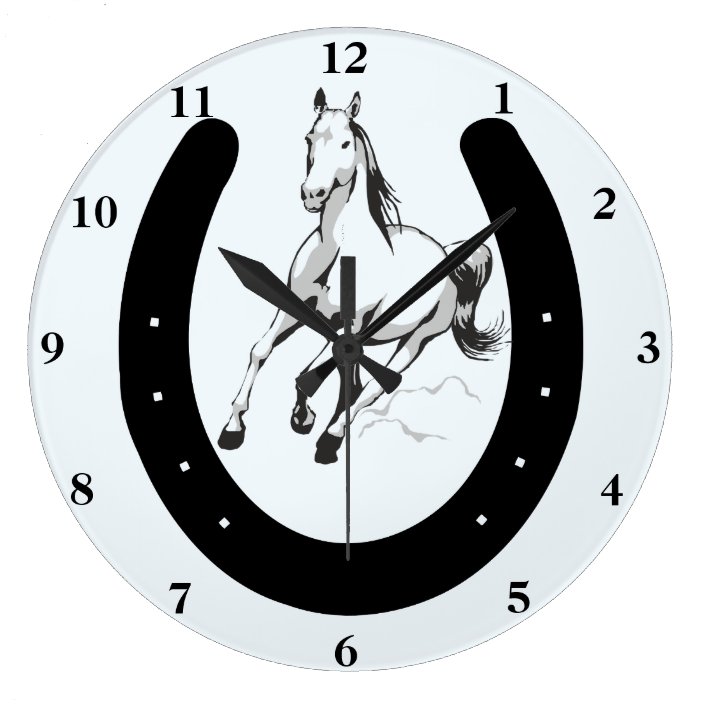 Horse & Horseshoe Wall Clock | Zazzle.com