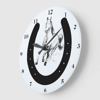 Horse & Horseshoe Wall Clock | Zazzle