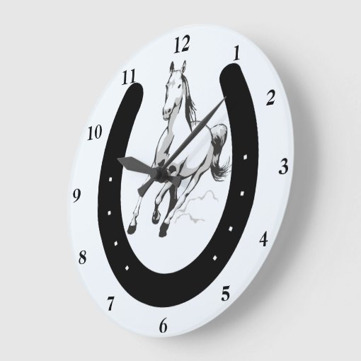 Horse & Horseshoe Wall Clock | Zazzle