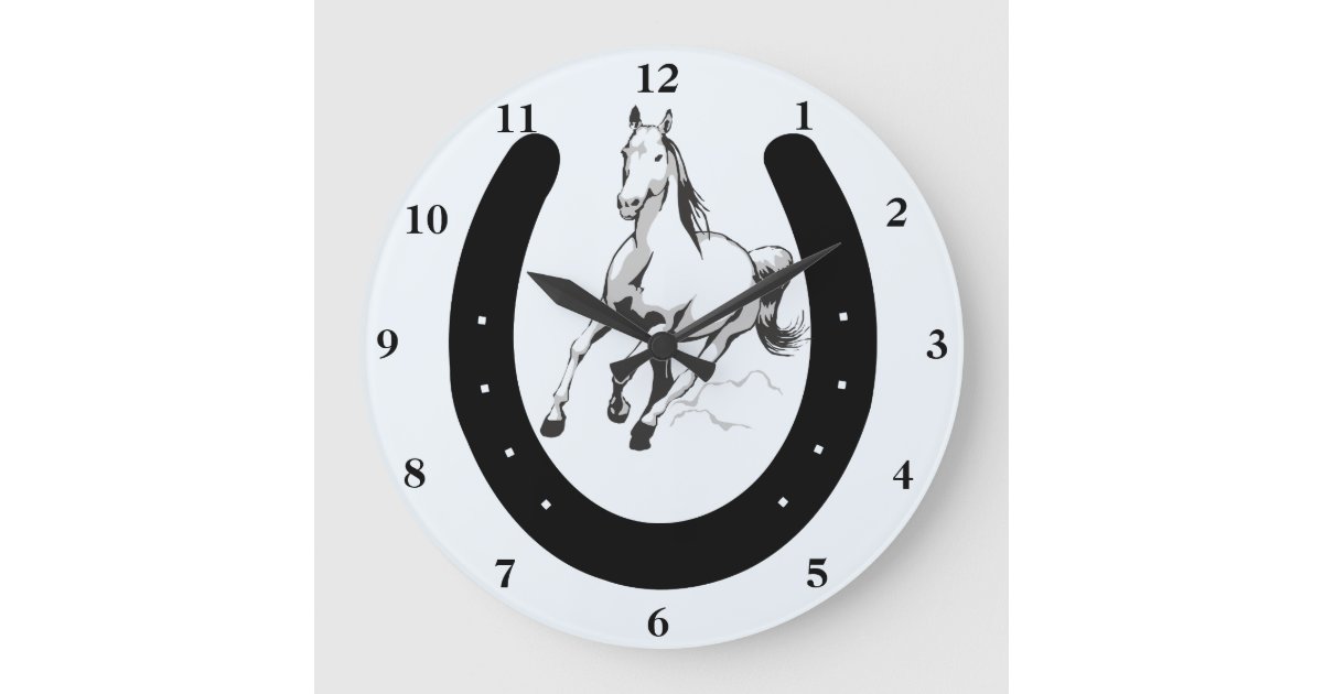 Horse & Horseshoe Wall Clock | Zazzle