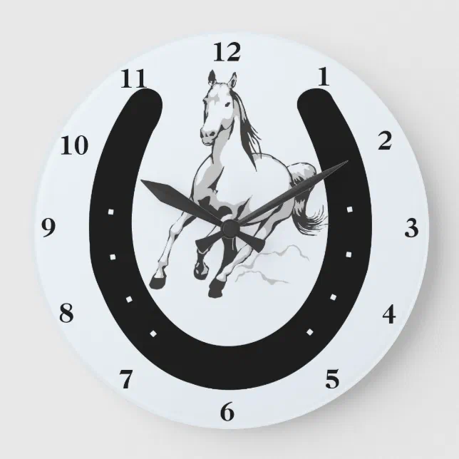 Horse & Horseshoe Wall Clock | Zazzle