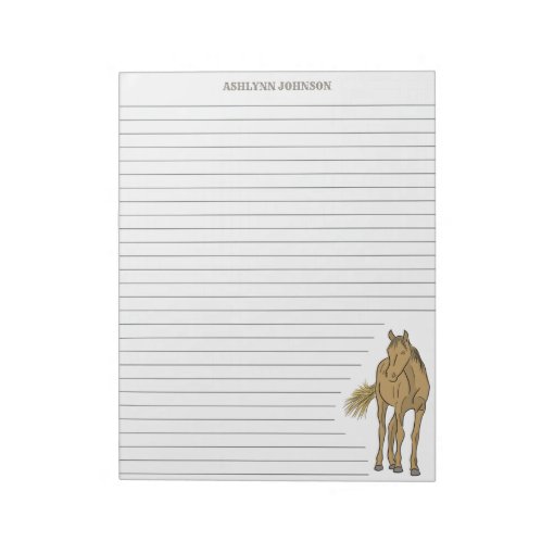 Horse Illustration Lined Stationery Writing Paper Notepad | Zazzle