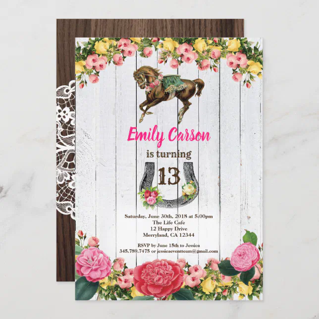 Horse invitation horse back riding birthday invite | Zazzle