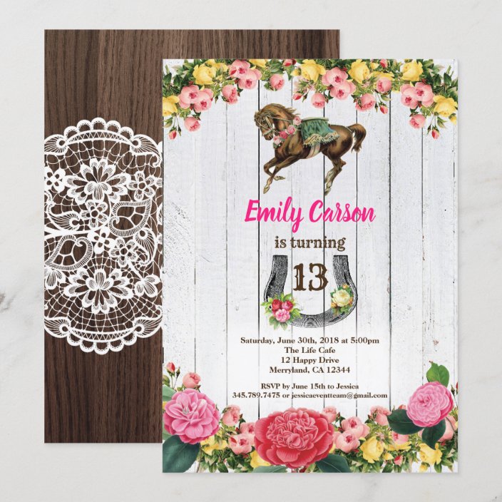 Horse invitation horse back riding birthday invite | Zazzle.com