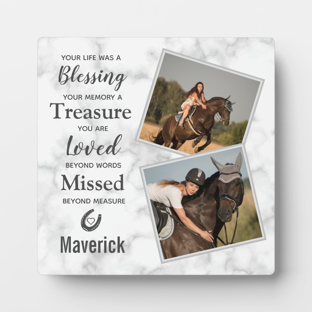 Horse Loss Sympathy Quote Photo Pet Horse Memorial Plaque | Zazzle
