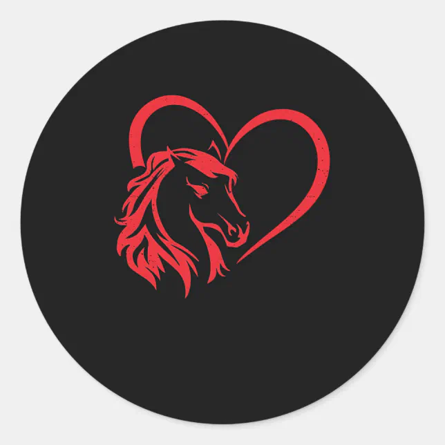 Horse Love Horse Head Heart Riding Valentine's Day Classic Round ...