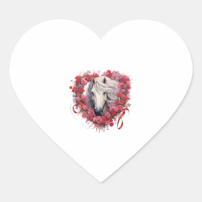 Horse Mane Love Ribbons Valentine's Day Heart Sticker | Zazzle