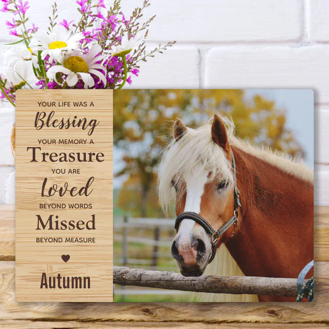 Horse Memorial Equestrian Keepsake Plaque | Zazzle
