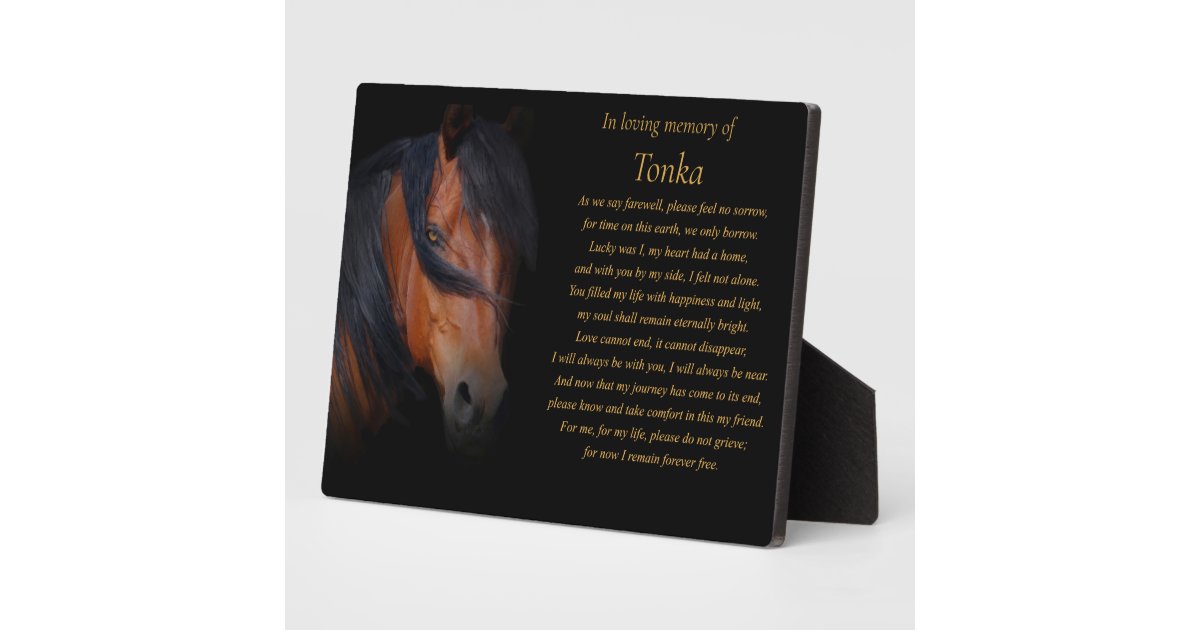 Horse Memorial Tribute Poem Custom Name Plaque | Zazzle