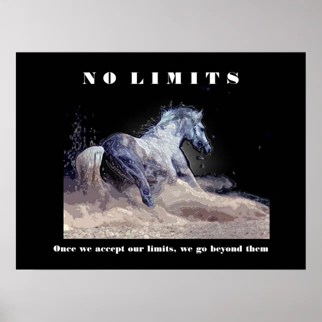 Horse Motivational Inspirational No Limits Quote Poster | Zazzle