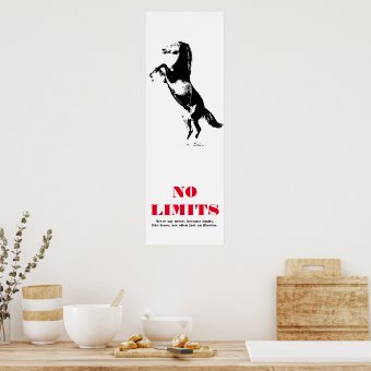 Horse Motivational No Limits Pop Art Black White Poster | Zazzle
