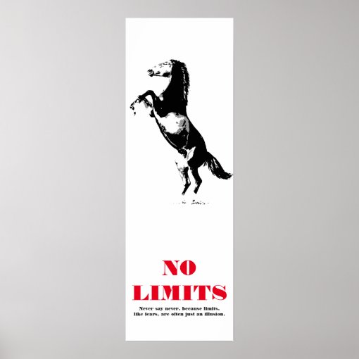 Horse Motivational No Limits Pop Art Black White Poster | Zazzle