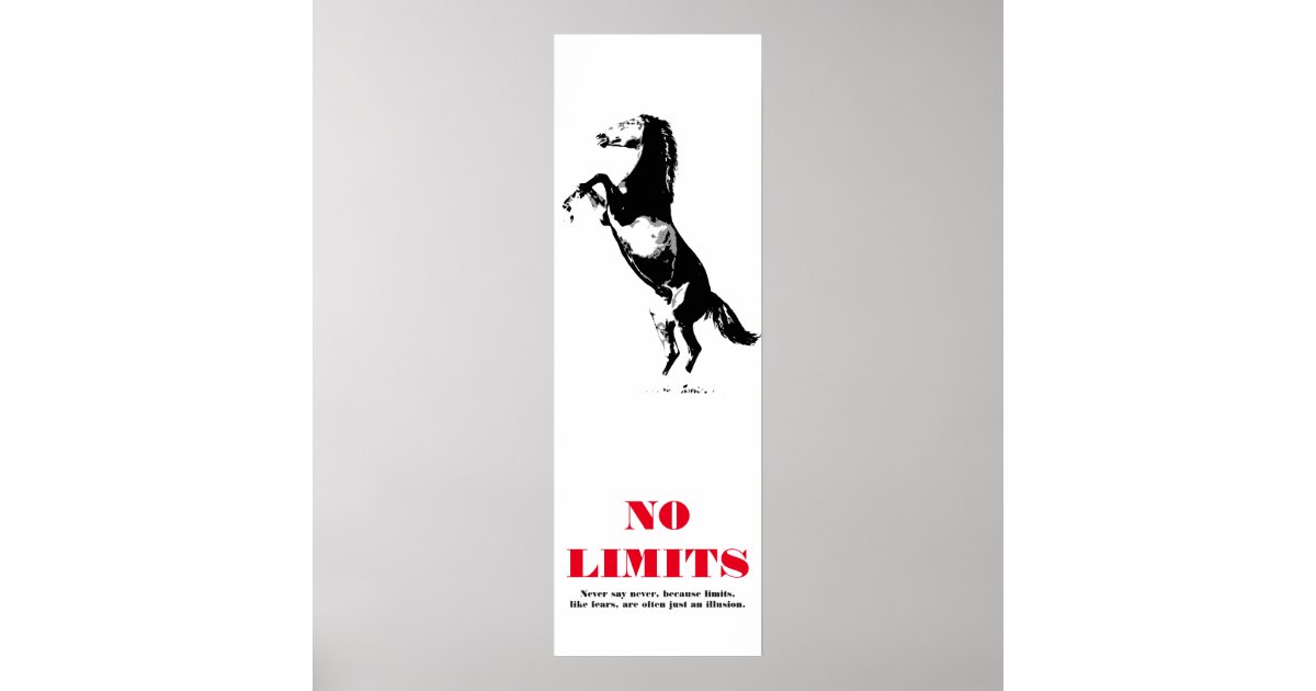 Horse Motivational No Limits Pop Art Black White Poster | Zazzle