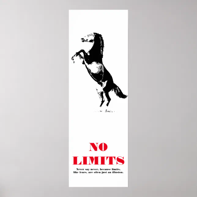 Horse Motivational No Limits Pop Art Black White Poster | Zazzle