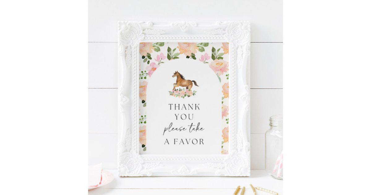 Horse Party Thank You Favor Sign | Zazzle