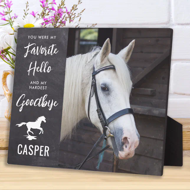 Horse Photo - Hello Goodbye Quote - Horse Memorial Plaque | Zazzle