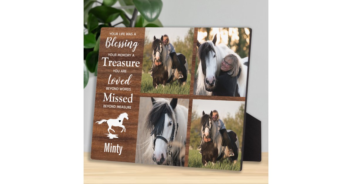 Horse Photo Woodgrain Keepsake Horse Memorial Plaque | Zazzle