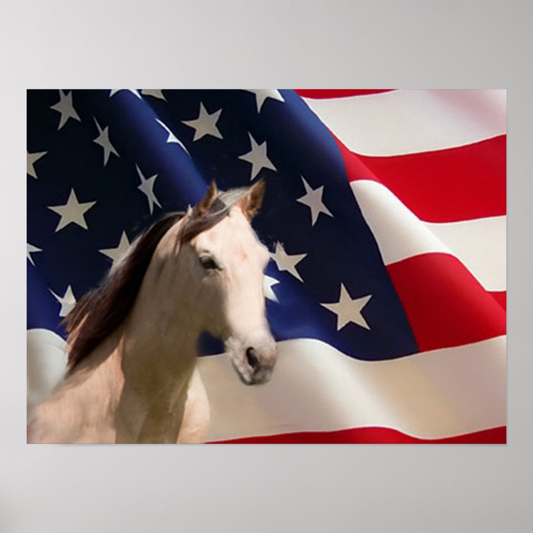 Horse Poster American Flag | Zazzle