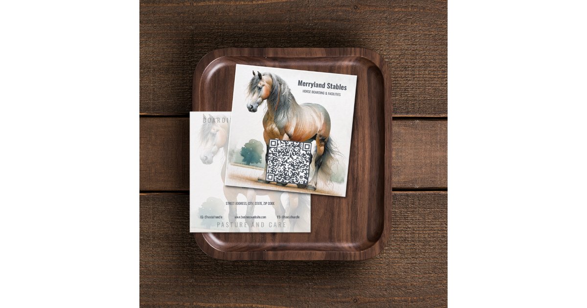 Horse QR Code Square Business Card | Zazzle