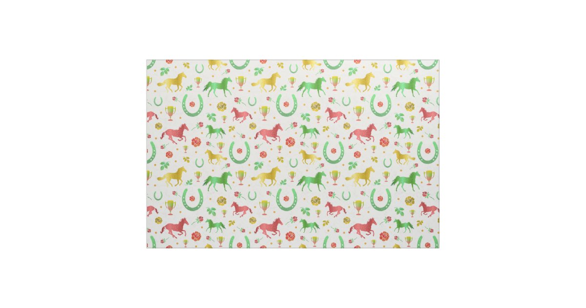 Horse Racing Derby Day Party Colorful Pattern Fabric | Zazzle