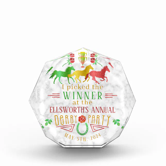 Horse Racing Derby Day Party Colorful Winner Prize Acrylic Award | Zazzle