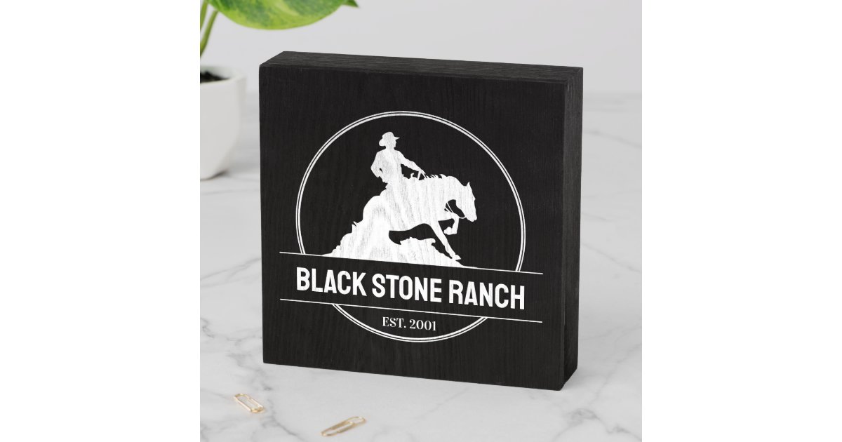 Horse ranch logo reining western barn branding wooden box sign | Zazzle