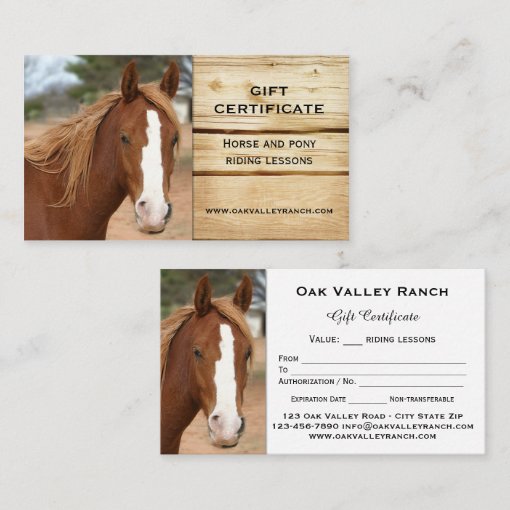 Horse Riding Lessons Gift Certificate Template | Zazzle