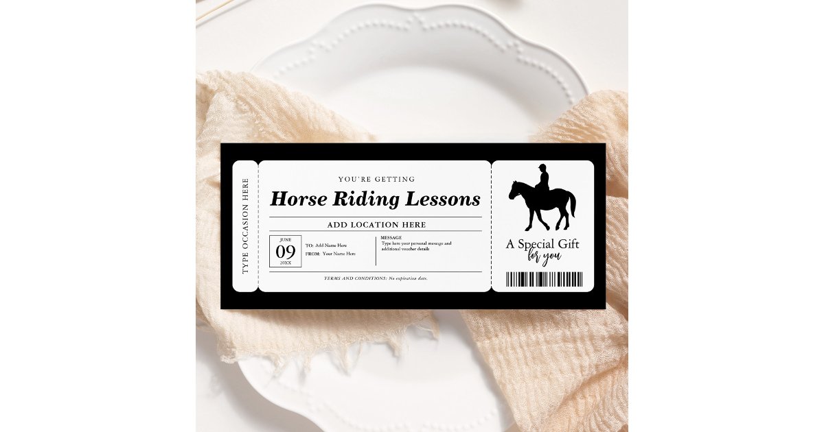 Horse Riding Lessons Voucher Certificate Invitation | Zazzle