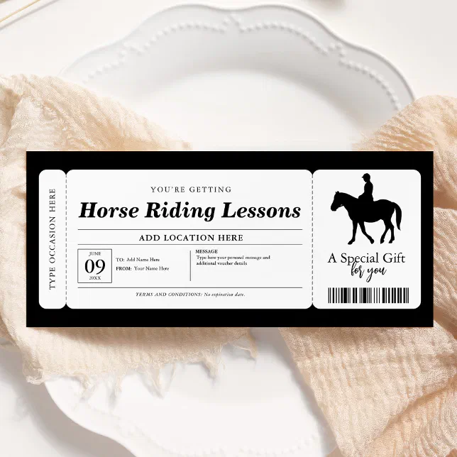 Horse Riding Lessons Voucher Certificate Invitation | Zazzle