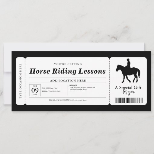 Horse Riding Lessons Voucher Certificate Invitation | Zazzle
