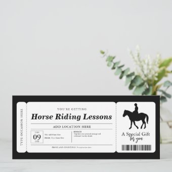 Horse Riding Lessons Voucher Certificate Invitation | Zazzle