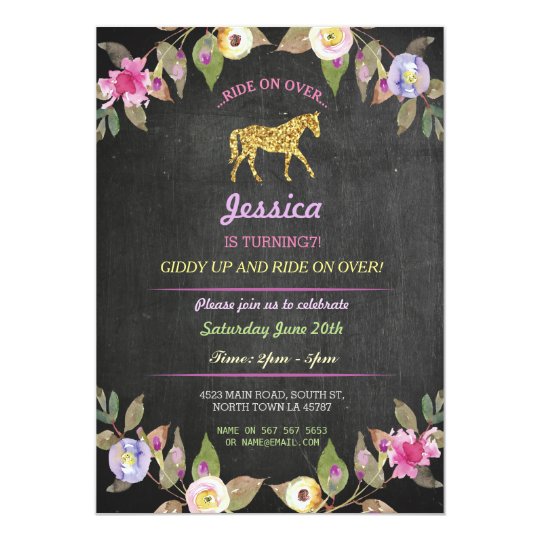 Horse Riding Party Invite Pony Chalk Invitation | Zazzle.com