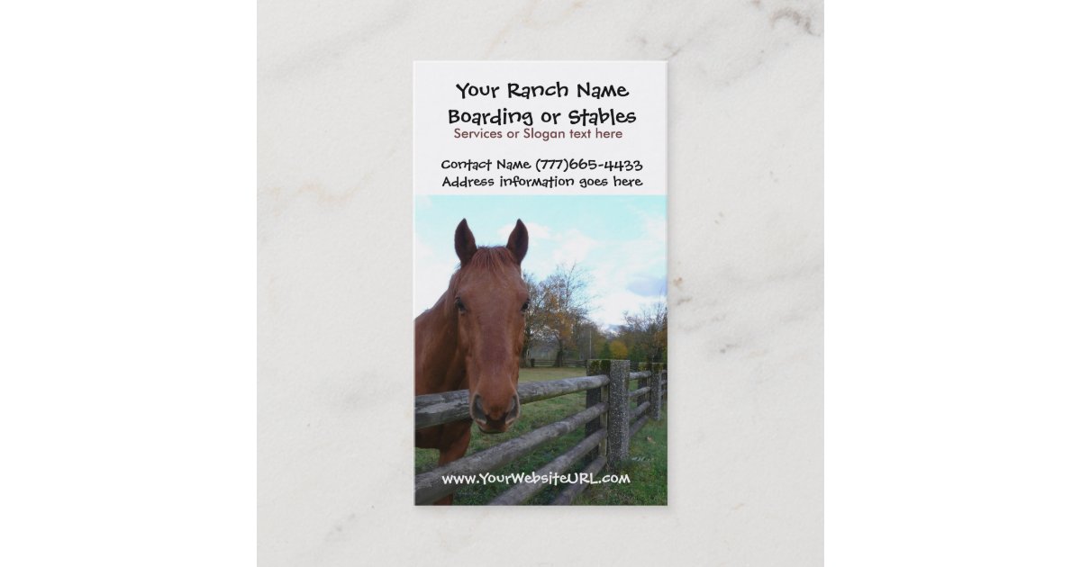 Horse Riding Stables or Boarding Services Business Card | Zazzle