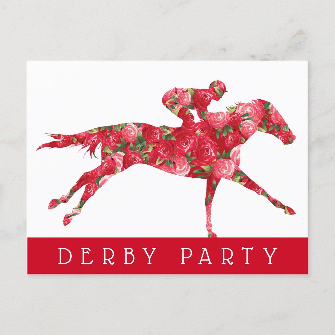Horse Roses Derby Race Party Postcard | Zazzle