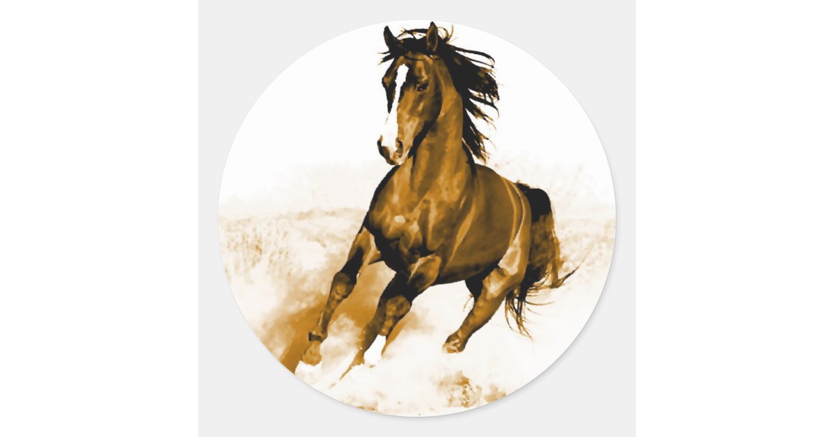 Horse Running Classic Round Sticker | Zazzle