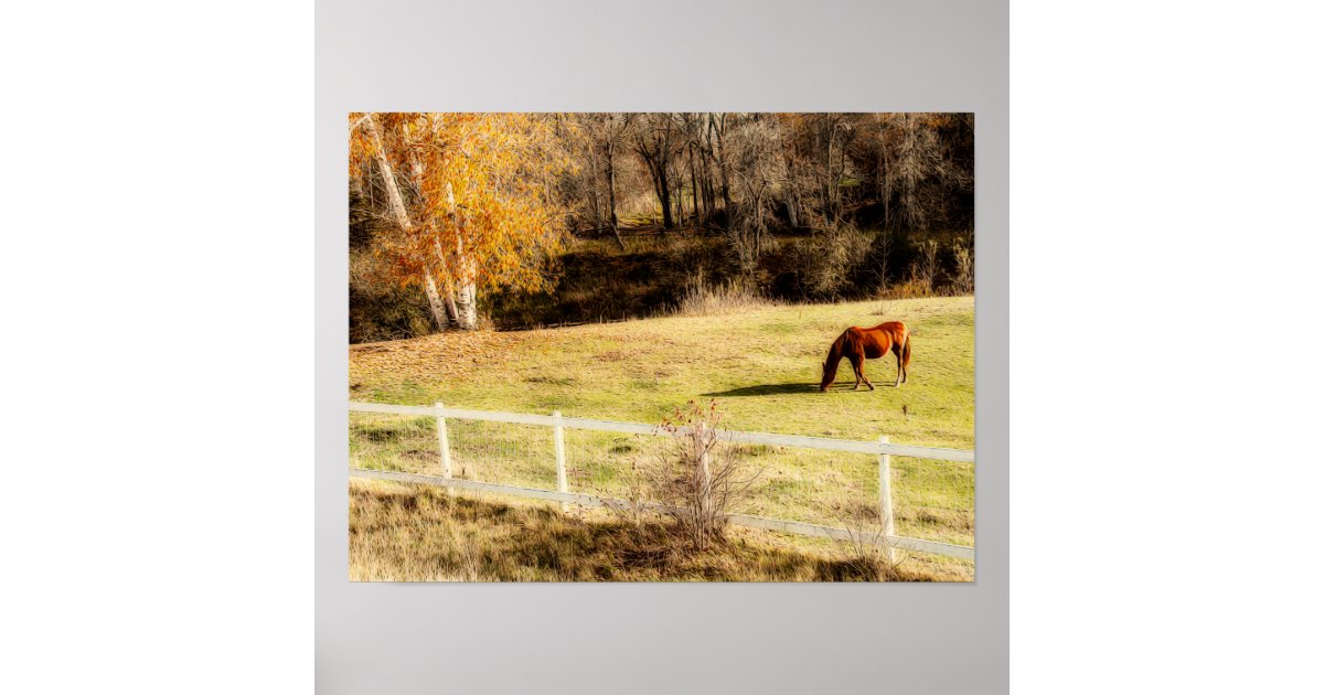 Horse Rustic Country Autumn Art Poster | Zazzle