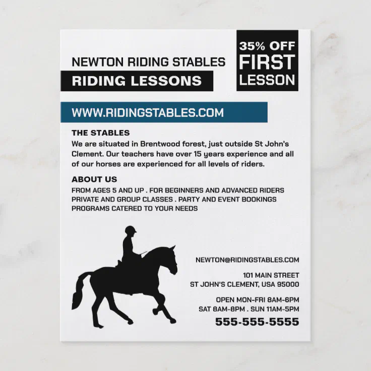 Horse Silhouette, Riding Instructor, Academy Flyer | Zazzle