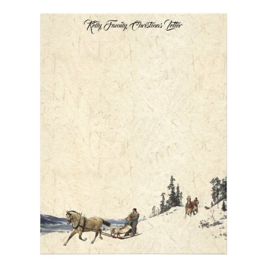 Horse Sleigh Family Christmas Letter Writing Paper | Zazzle.com