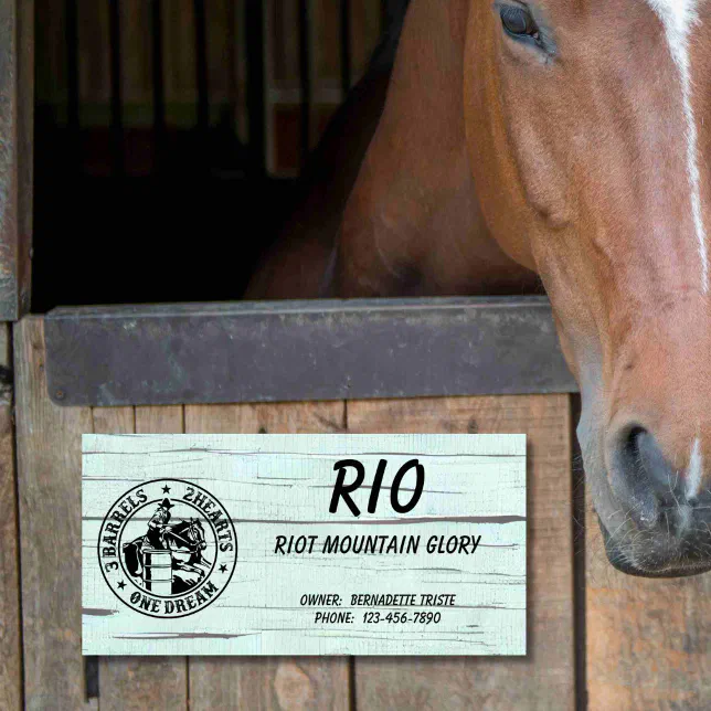 Horse Stall Name Owner Contact Information Barn Door Sign | Zazzle