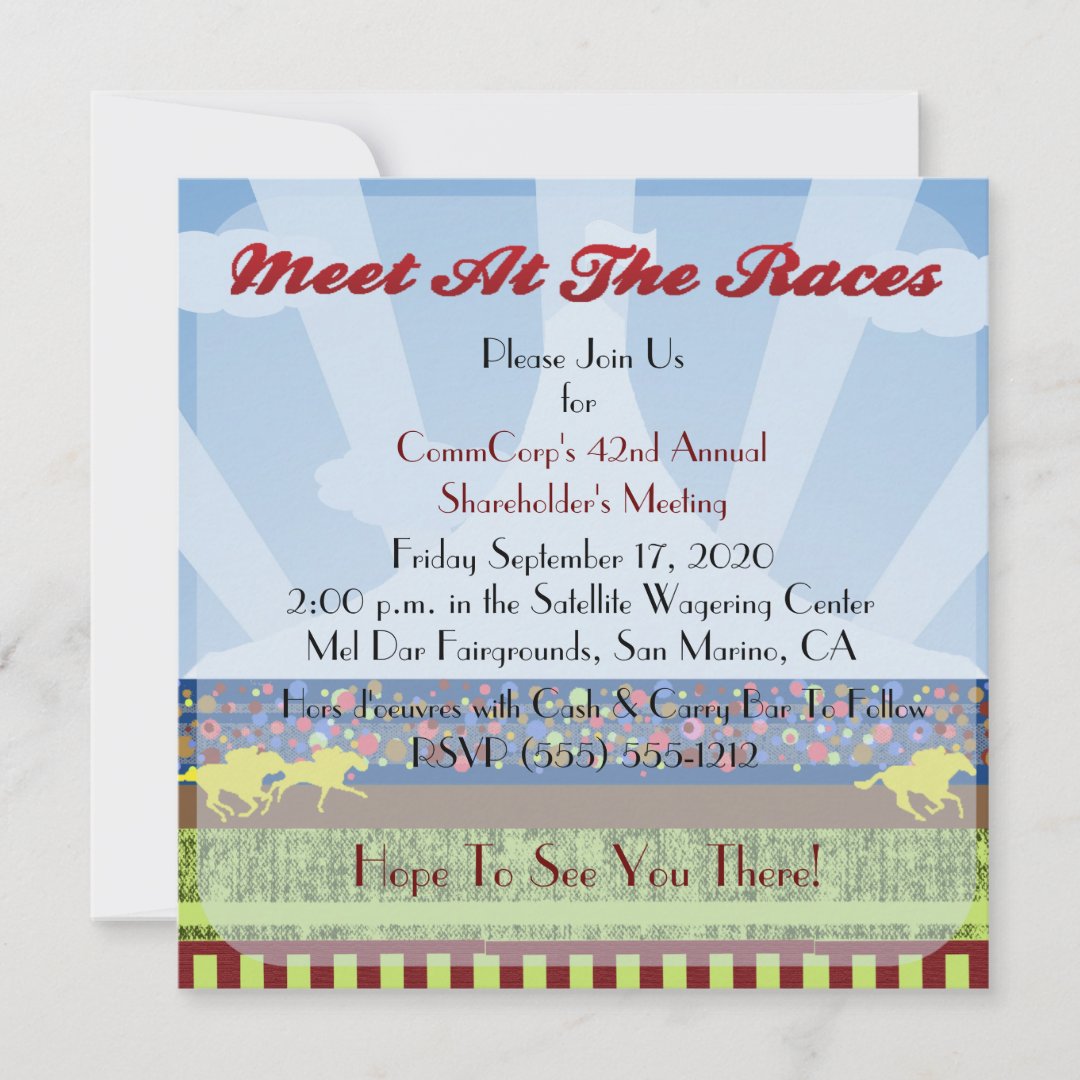 Horse Track Race Event Corporate Party - Invitation | Zazzle