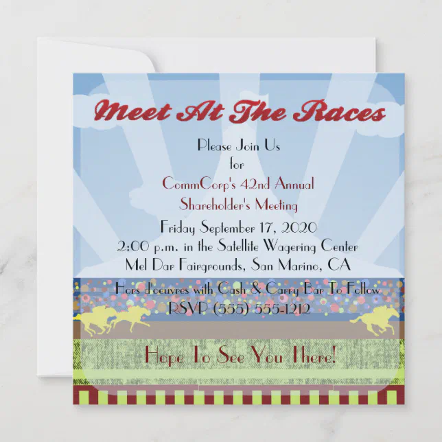 Horse Track Race Event Corporate Party - Invitation | Zazzle