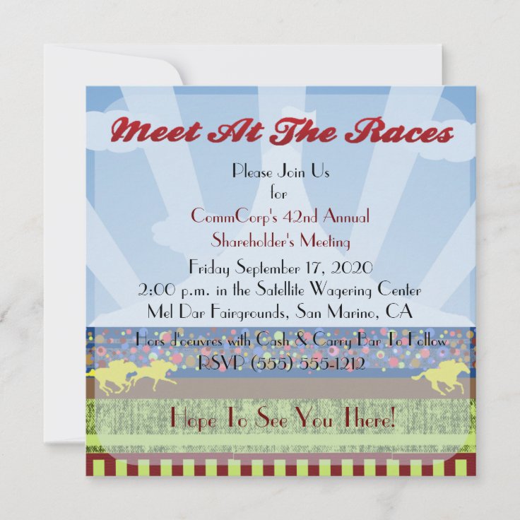 Horse Track Race Event Corporate Party - Invitation | Zazzle