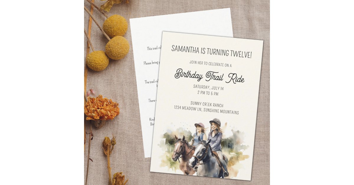 Horse Trail Ride Equestrian Birthday Party Invitation | Zazzle