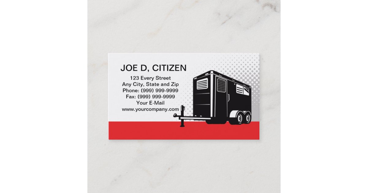 horse trailer hire sales business card | Zazzle