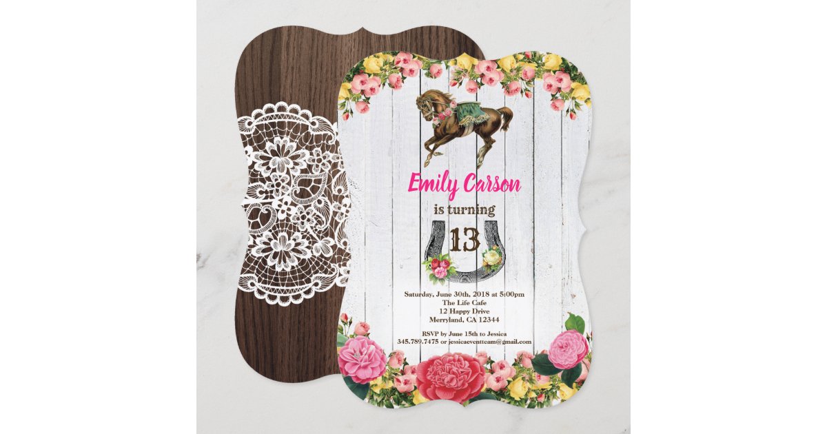 Horseback invitation pony riding birthday invite | Zazzle
