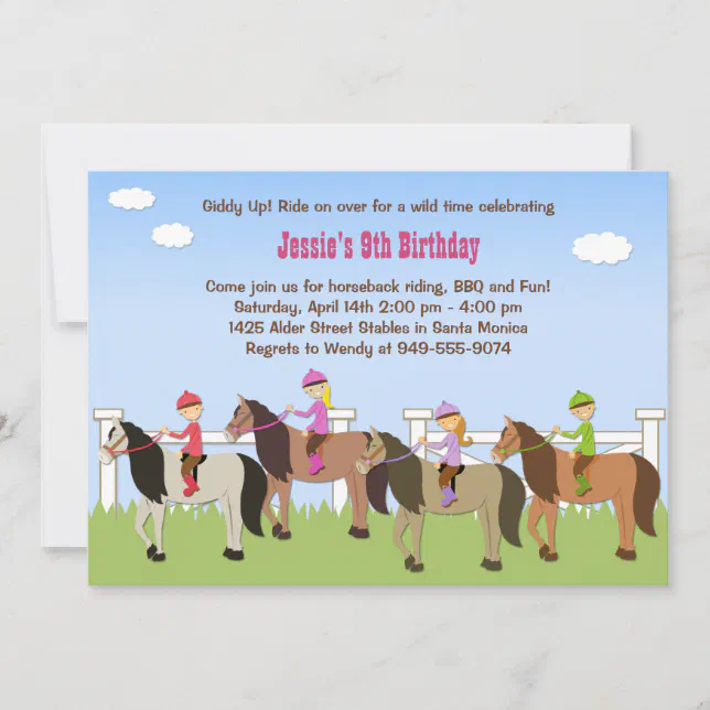 Horseback Riding Birthday Party Invitation | Zazzle