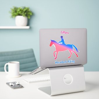 Horseback Riding Custom-Cut Vinyl Sticker | Zazzle