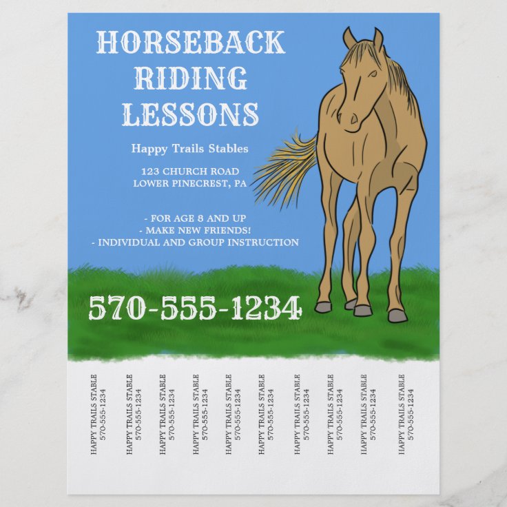 Horseback Riding Lessons, Horse Boarding Flyer | Zazzle