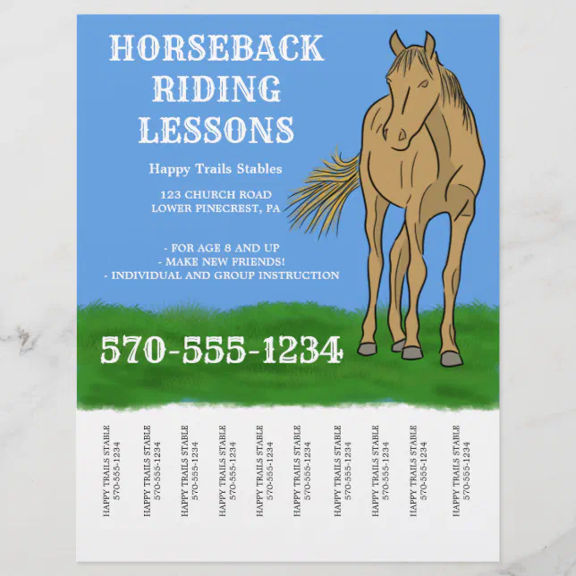 Horseback Riding Lessons, Horse Boarding Flyer | Zazzle